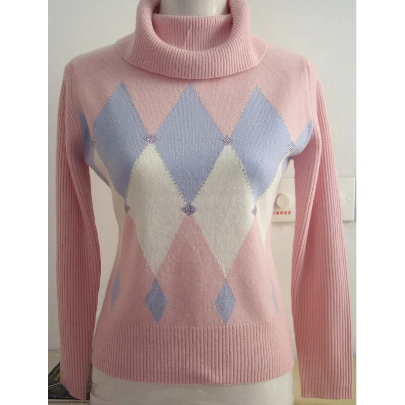 Suéter de cachemira para mujer, jersey de cuello alto, tejido Natural ...