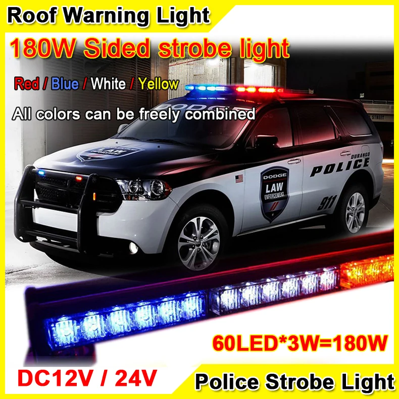 180W 30'' Super Bright Car Roof Led Strobe Lights Bar Police Emergency ...