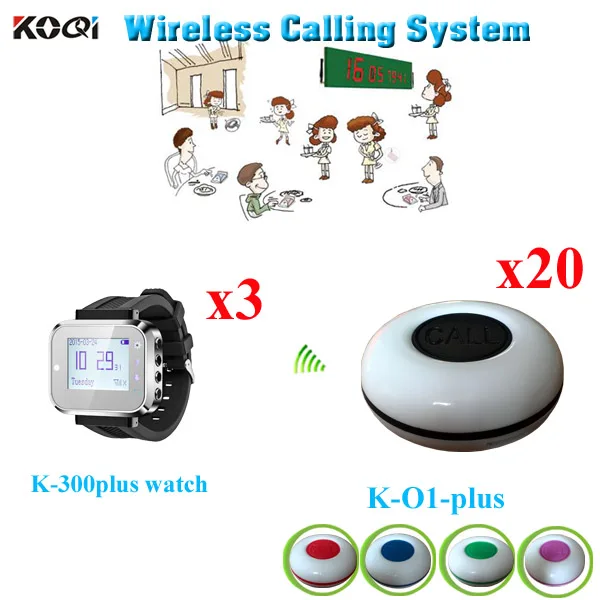 Wireless Buzzer Calling System With 3 pieces Watch Receiver And 20pcs ...