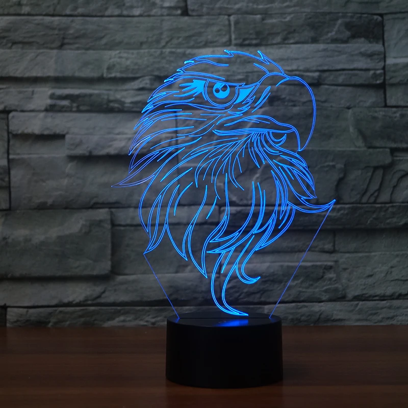 Creative Eagle Head Table Lamp 7 Colors Changing Desk Lamp 3d Lamp ...