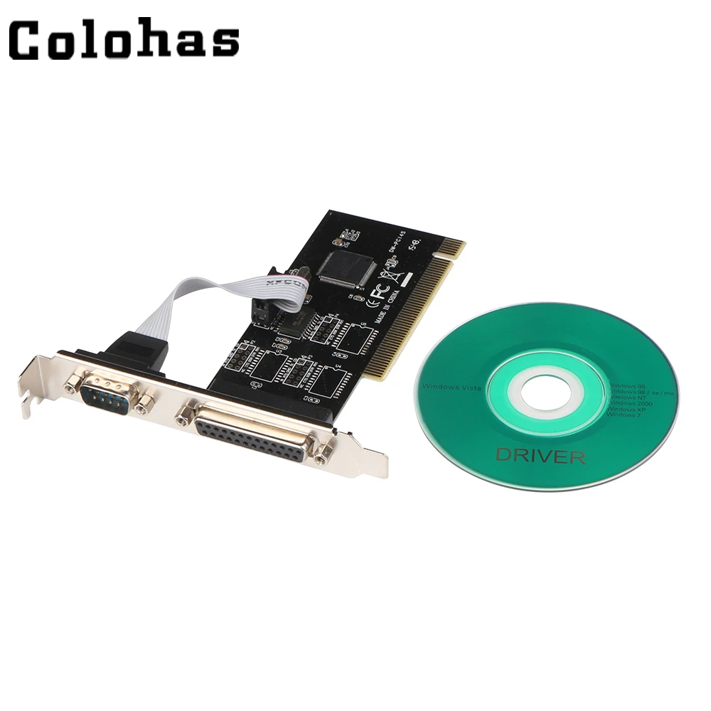 Rs232 Rs-232 Serial Port Com & Db25 Printer Parallel Port Lpt To Pci Card Extender Adapter ...