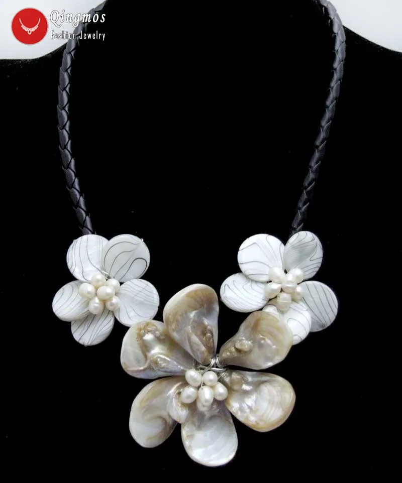 Qingmos Trendy Shell Flower Necklace For Women With 3 Piece White ...