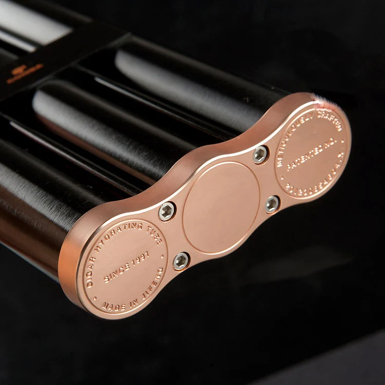 Black Alloy Metal Travel Cigar Holder 3 Tube Humidor With Humidifier ...