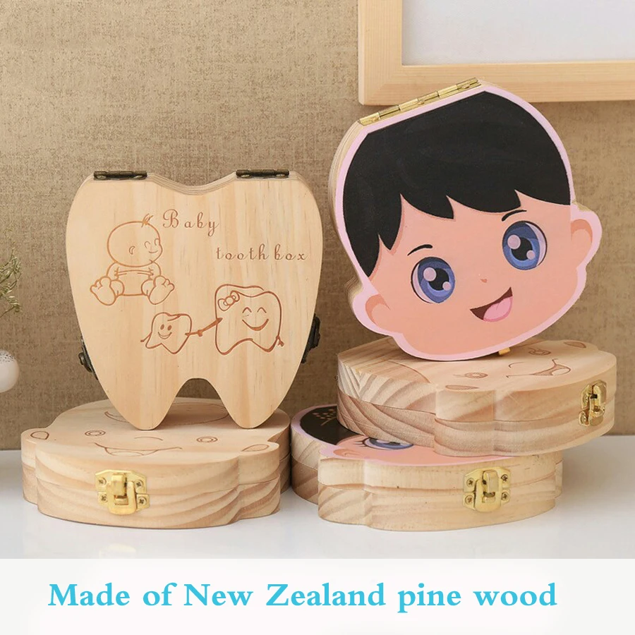 Newcoming Wood Baby Milk teeth Wood storage box Wooden Baby Tooth Box ...