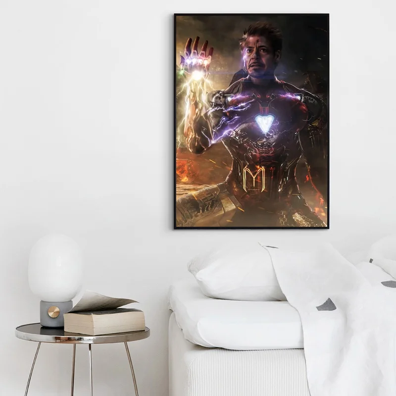 Avengers Endgame Iron Man Thanos Infinity Gauntlet Movie Poster Home ...