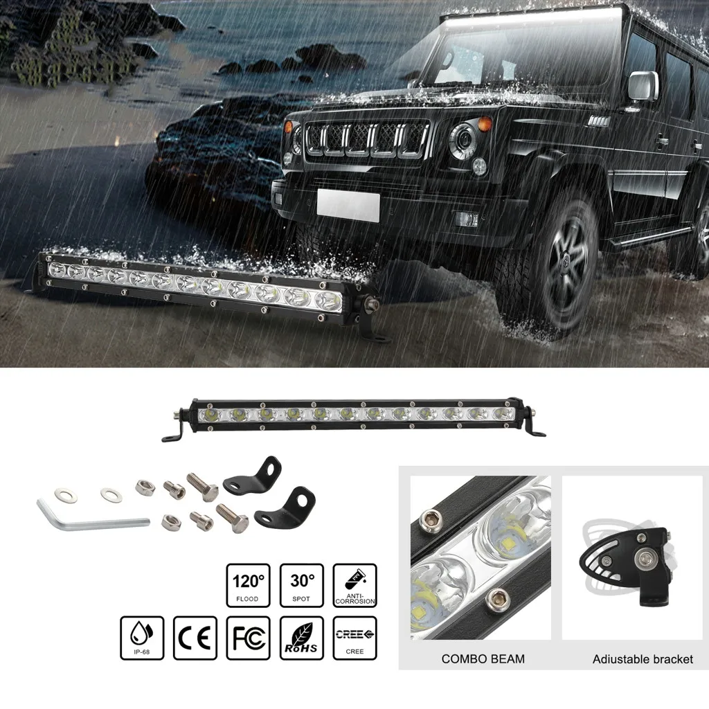 Single Row Slim LED Straight Light Bar 14 Inch 36W 12LED Jeep UTV 4x4 ...
