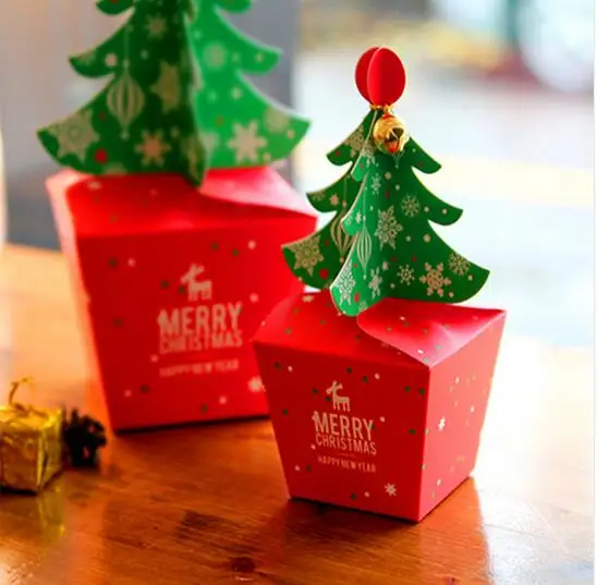 20pcs/lot Merry Christmas Tree Candy Box 3D Christmas Party Favor Tree ...