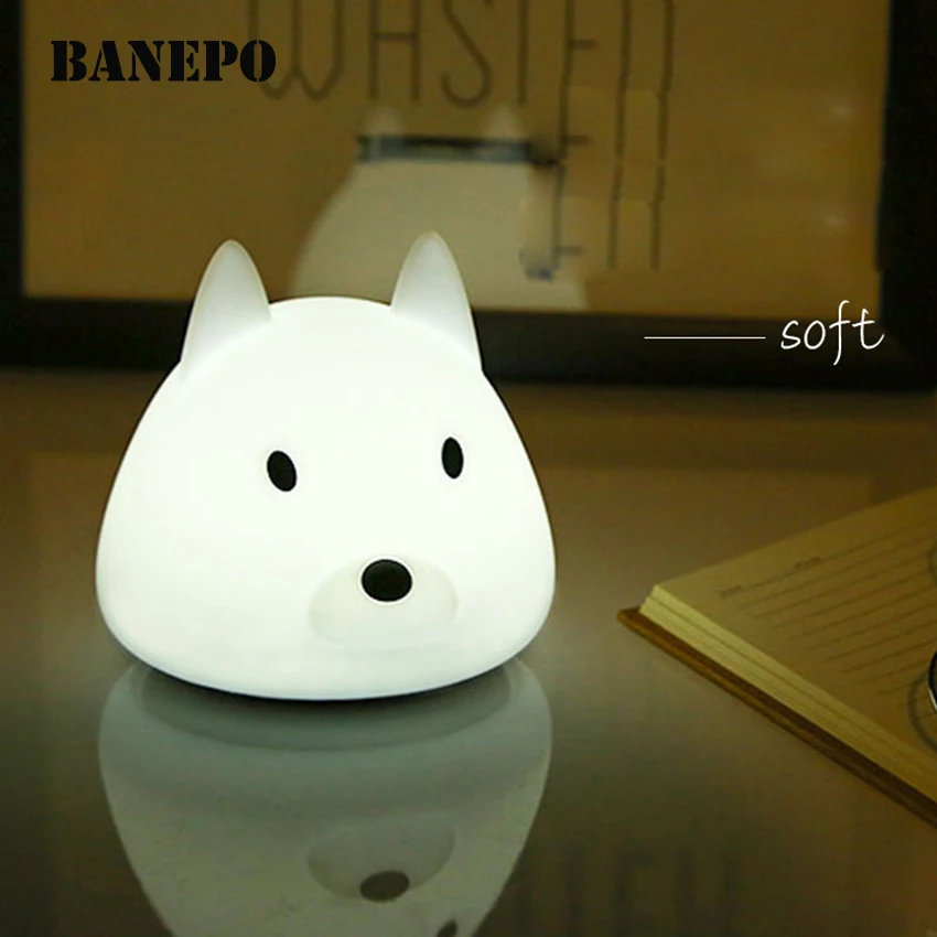 Lindo perro Animal LED noche luz táctil lindo USB recargable niños bebé ...