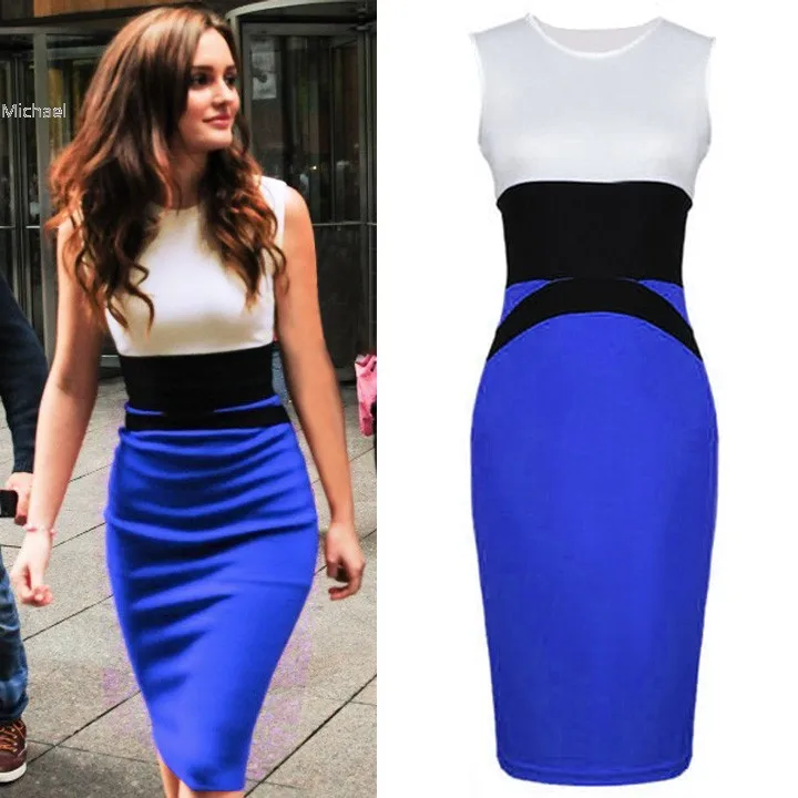 New Bandage Dress Women Elegant Sleeveless O Neck Stretchy Sheath Bodycon Party Novelty Pencil
