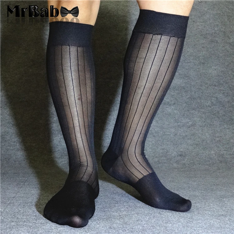 6pairs Lot 100% Nylon Men's Sheer Socks,men's Knee High Otc Crew Black ...