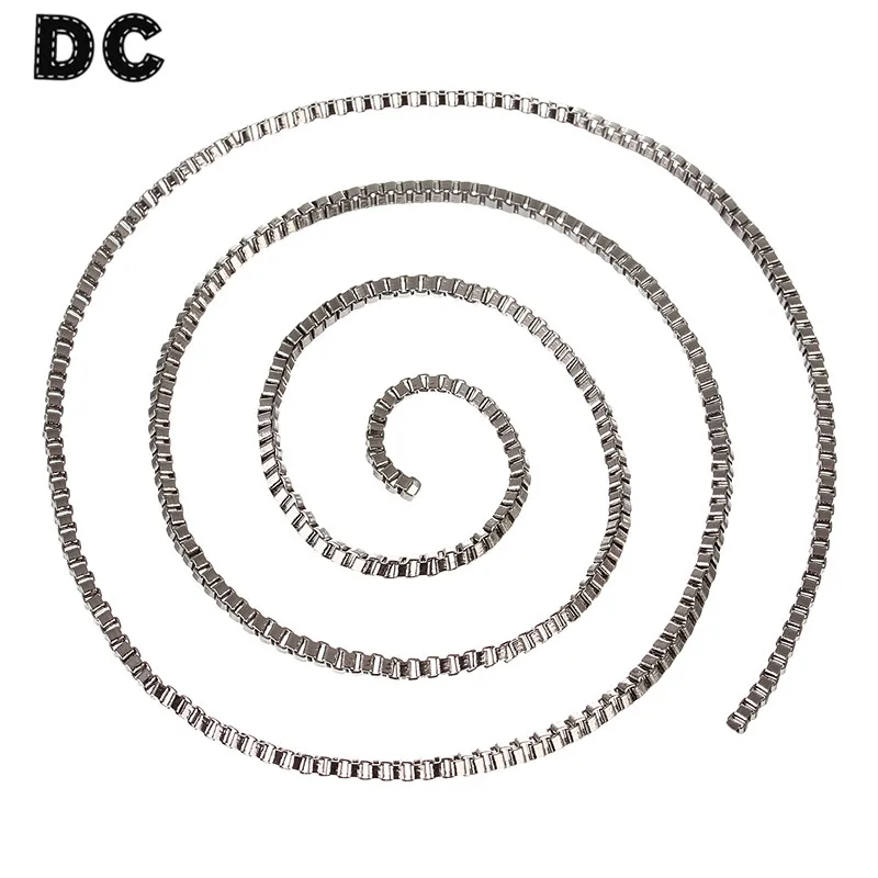 DC 2 Meters/lot Stainless Steel Box Chain Necklace Link Chains 1.5/2/3 ...