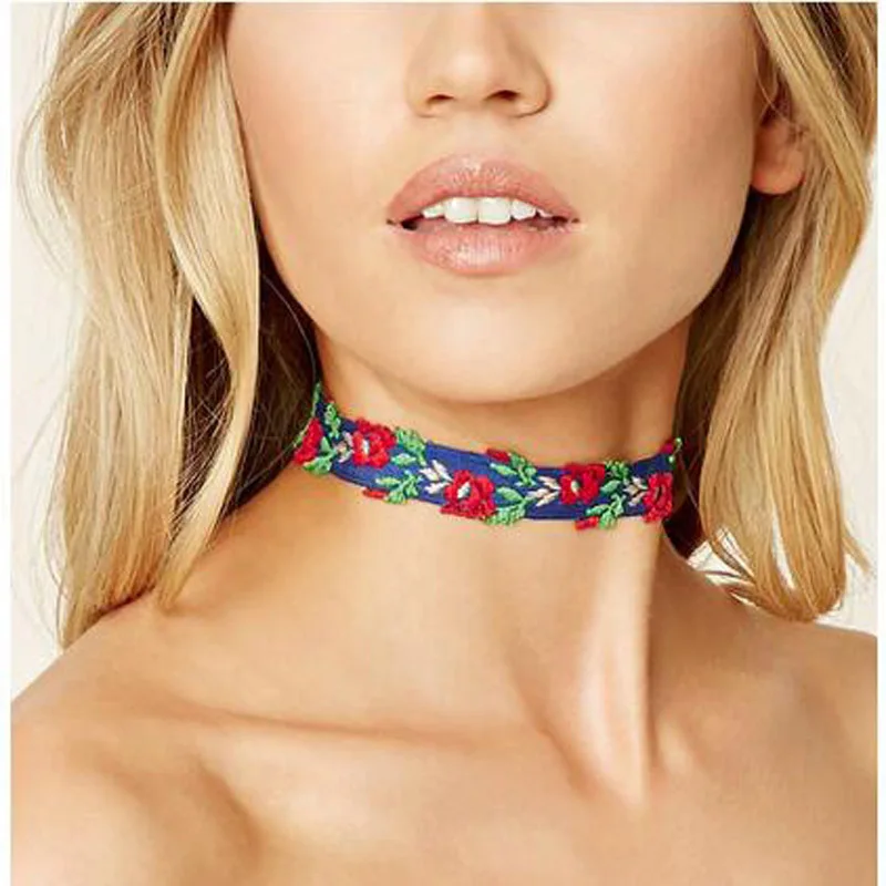 Newest fashion jewelry accessories mix color flower Tattoo choker ...