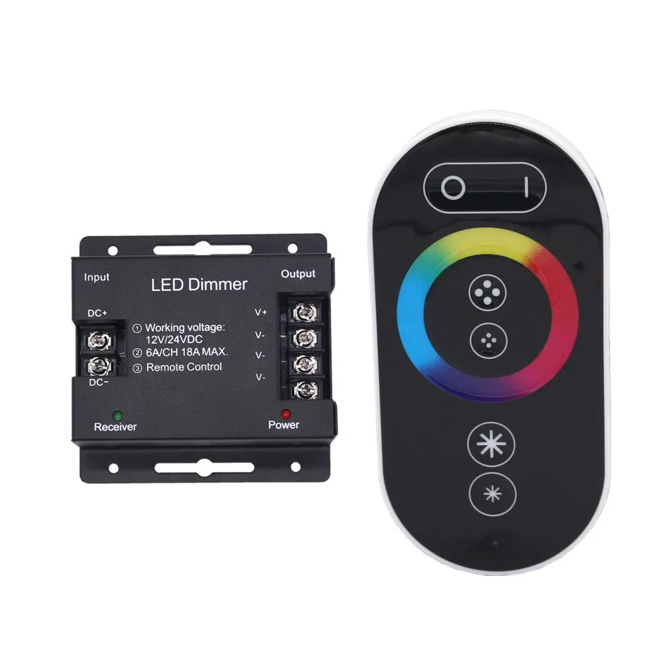 DC 12 24V RGB LED Controller 6A/CH 3 Channel RF 6Keys Black Touch LED ...