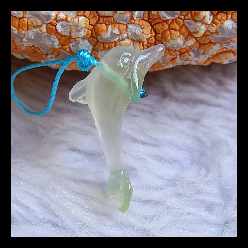 Colgante de Jade de nefrita de delfín, piedra Natural tallada, a la ...