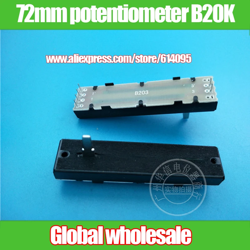 1pcs 72mm Straight Slip Fader Double Potentiometer B20k / Inner Wiring ...