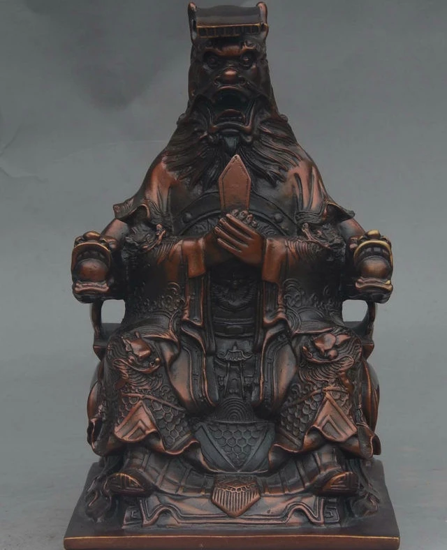 11 Inch Chinese Myth Pure Bronze Seat Dragon King Lord Rain God ...