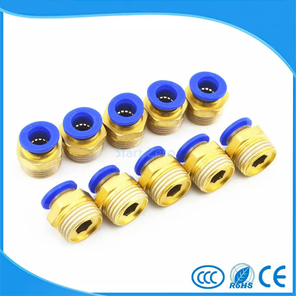 10X-10mm-Tube-X-1-2-Male-Thread-Quick-Connector-Pneumatic-Air-Fittings ...