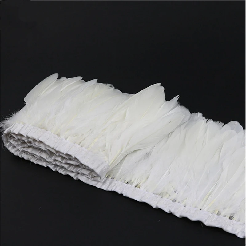 Plume de déco,Bandes en plumes d'oie teintées pour robe, rubans de ...