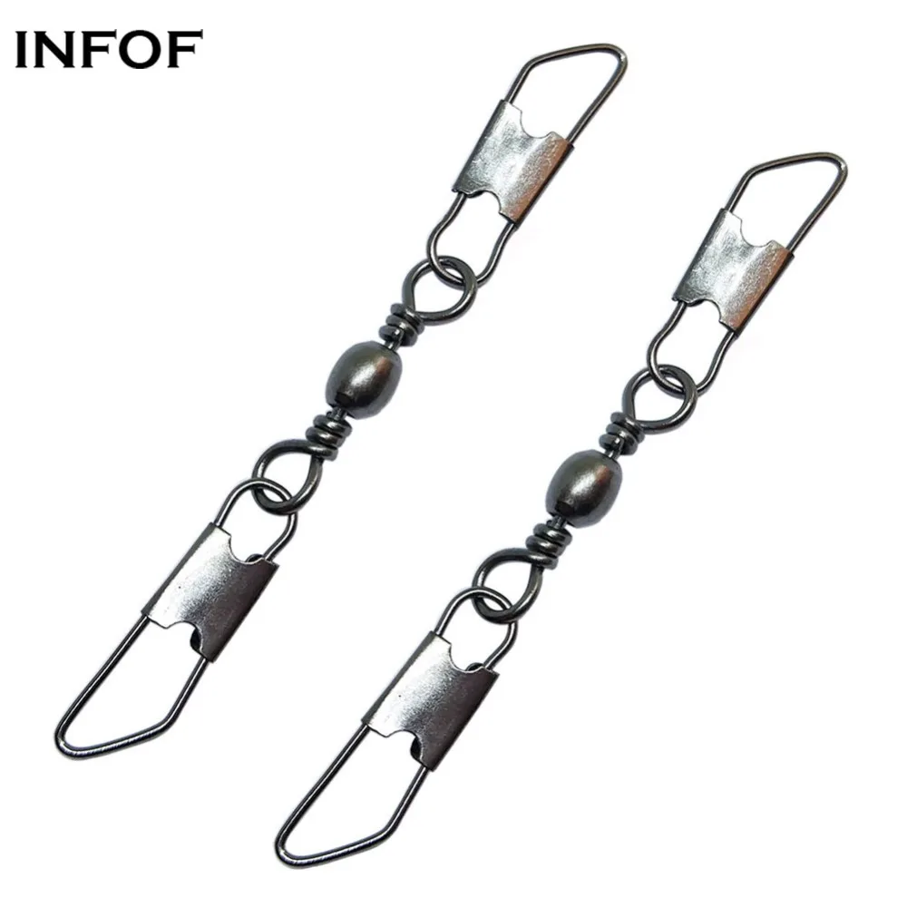 Infof 200 Pieces/lot Double Snap Memutar Barrel Swivels dengan Double ...