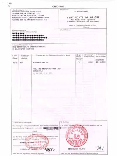 Certificate Of Origin Templates