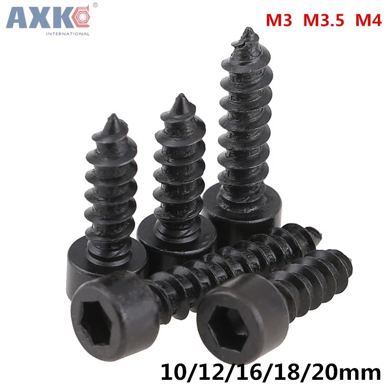 AXK 50Pcs M3 M3.5 M4 HA Black Cylinder Head Hexagon Head Self tapping ...