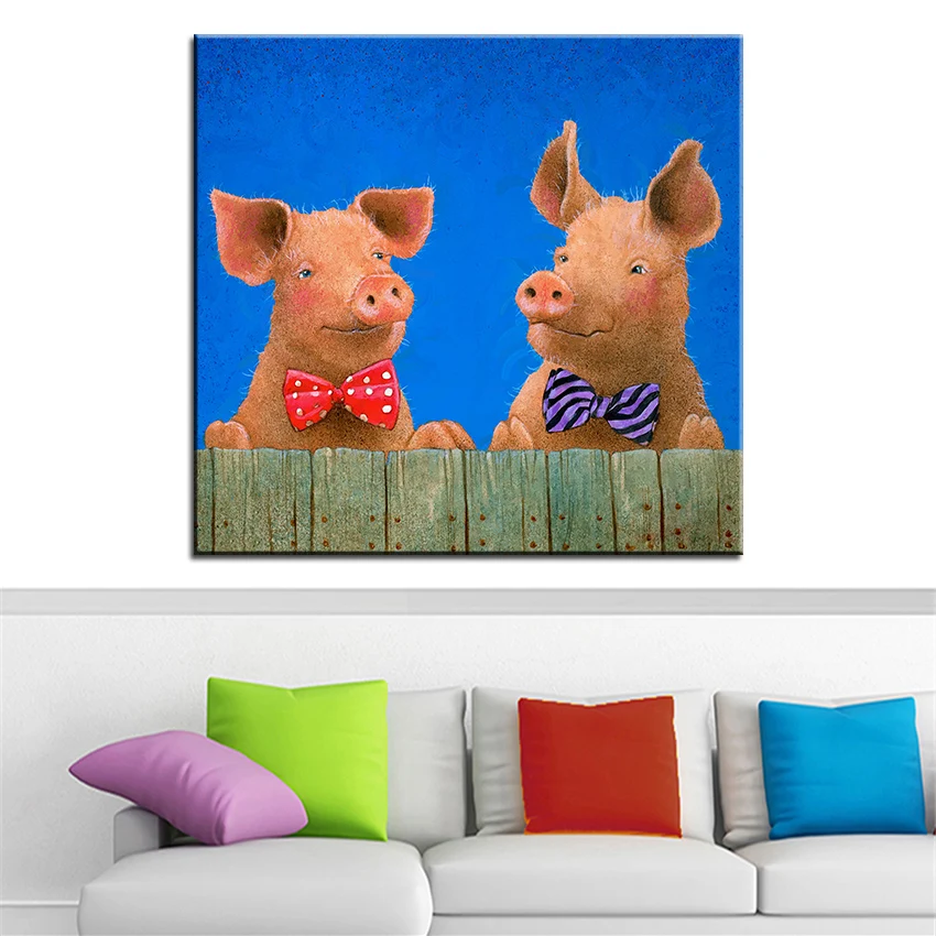 Large size Printing Oil Painting pigs ties Wall painting Wall Art ...