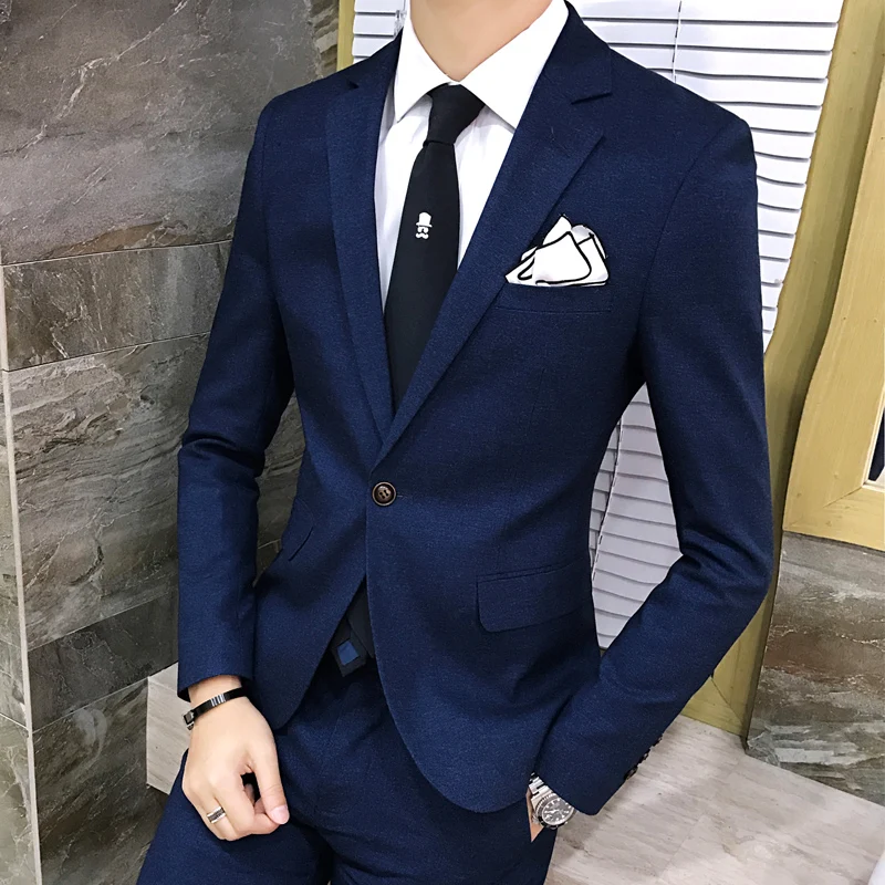 Stylish High end ,Mens Suit Two piece Set, Classic Pure Color Business ...