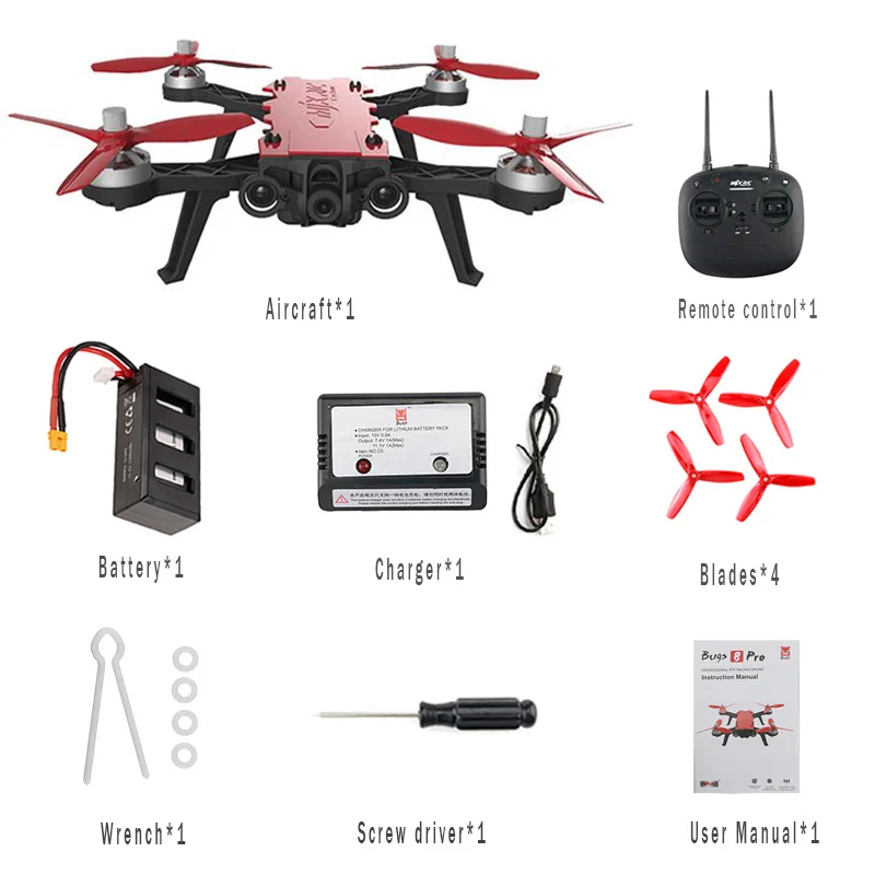 US 73.88 MJX Bugs 8 Pro B8 B8PRO Racing High Speed Brushless RC Drone with 5.8G HD 720P Camera FPV RC Helicopter Traversing Machine Drone m.xt xinte