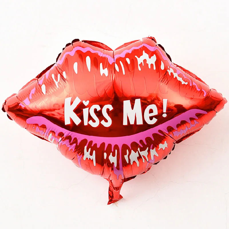 50pcslot Kiss Me Love Balloon Red Lip Balloon For Valentines Day Aluminum Foil Balloon Wedding