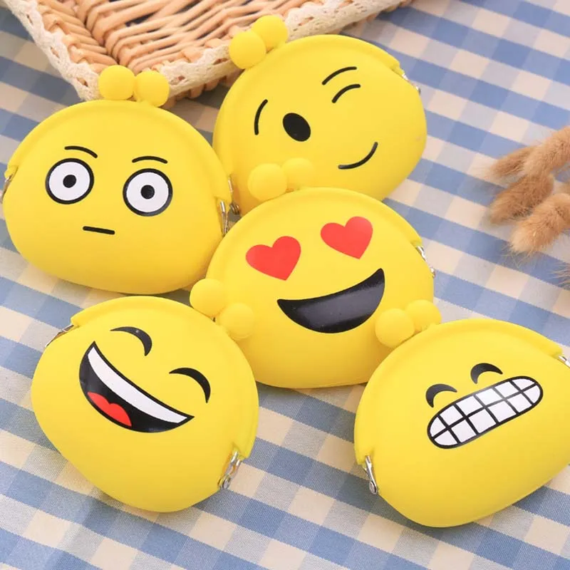 5Pcs Wallets Women Yellow Smiley Face Cute coin Purse Silicone|coin ...