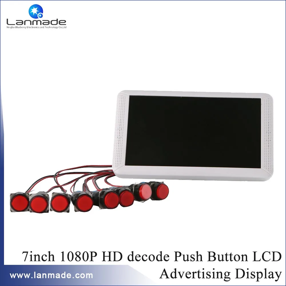 7 inch HD indoor External push button lcd advertising player board-in ...