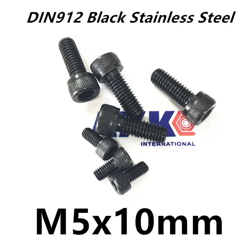 100pcs Black Screw M5*10mm Grade 8.8 Hex Socket Head Cap Screw Bolts ...