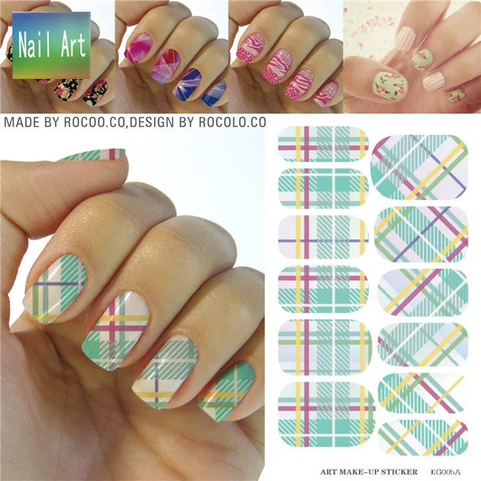full Nail WRAPS Art Sticker Water Transfer False Nails Foil decals ...