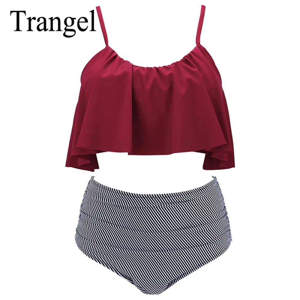 Trangel High Waist Swimsuit Sexy Bikini 2018 Women Swimwear Padded