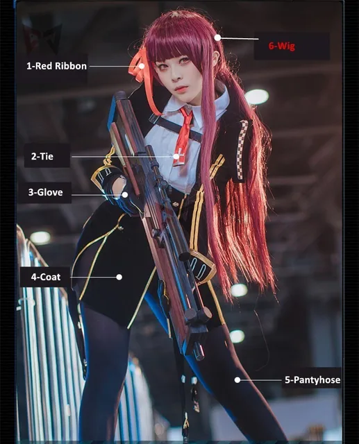 New Girls' Frontline cosplay costume Walter WA2000 cos fashion wig tie ...