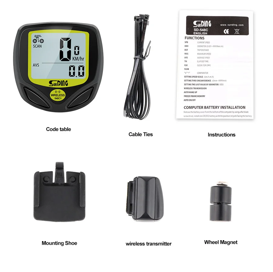 Sunding 548 Speedometer Function Waterproof Bicycle Computer Odometer ...