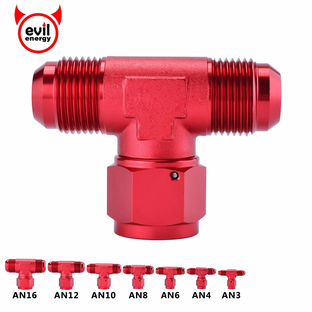 evil energy AN4 AN6 AN8 AN10 AN12 TEE Female Swivel On Side AN Aluminum ...