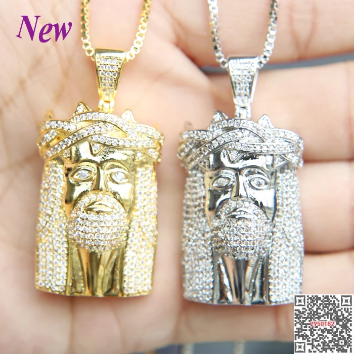 Gold Color Jesus Piece Necklaces Pendant Chain Trendy New Men Jewelry ...