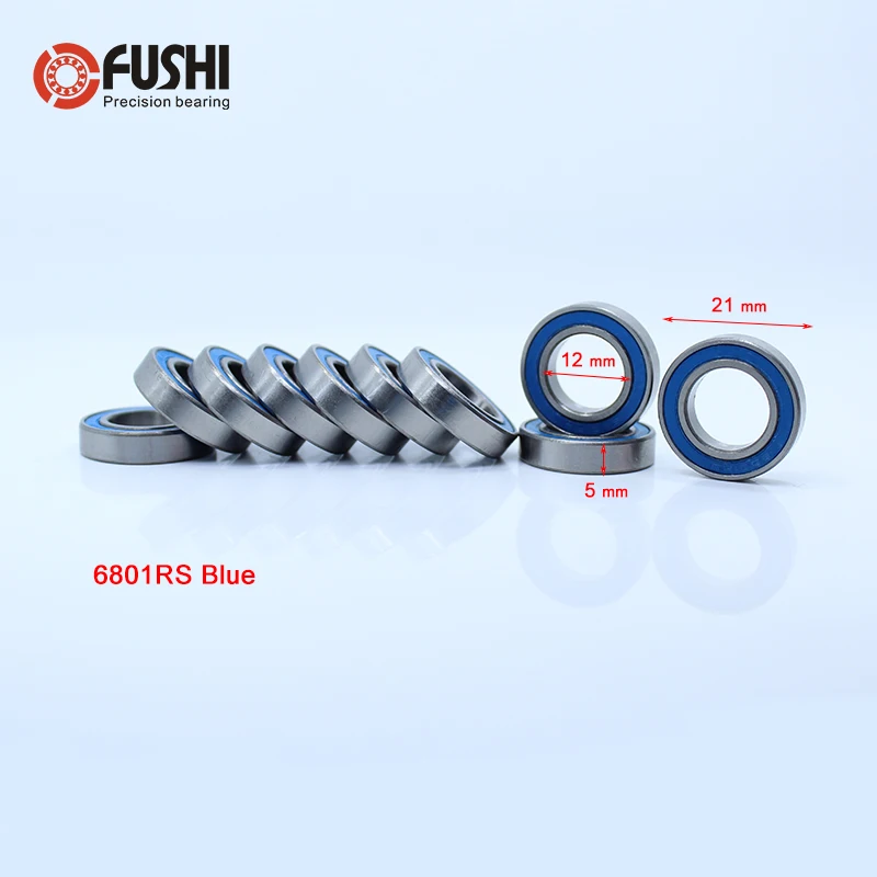 6801RS Bearing ABEC 3 (10PCS) 12*21*5 mm Thin Section 6801 2RS Ball ...