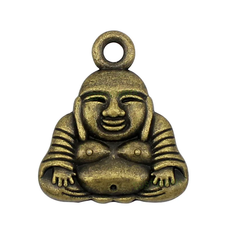 25 piezas colgantes de Buda de 2 caras de bronce antiguo 26x22mm|charm ...
