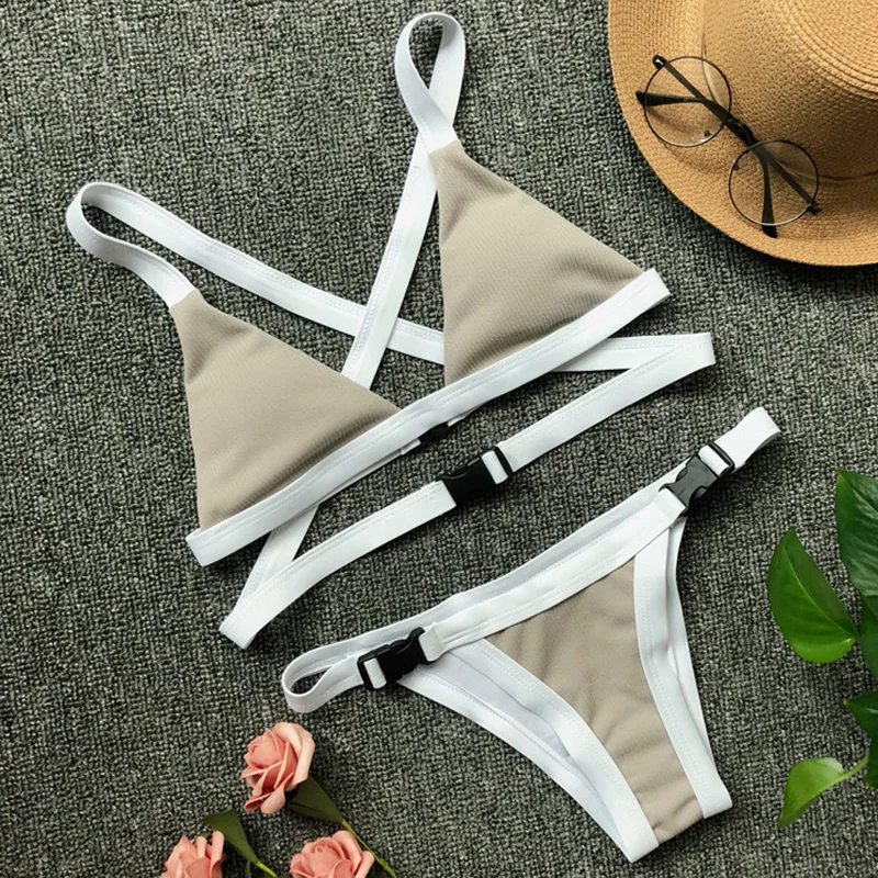 Sexy Bandeau Swimsuit Micro Sport Bikini Set Ribbed Swimwear Women 2019 ...
