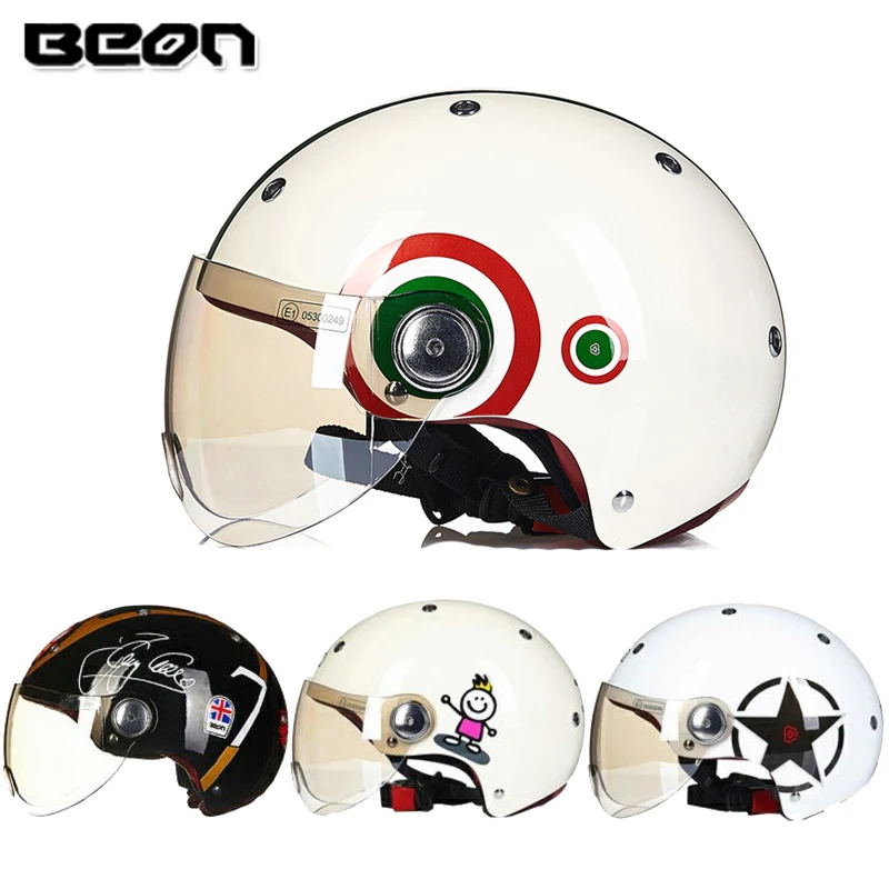 Beon Vintage Motorcycle Helmet Retro Motorbike Scooter Helmet Summer ...