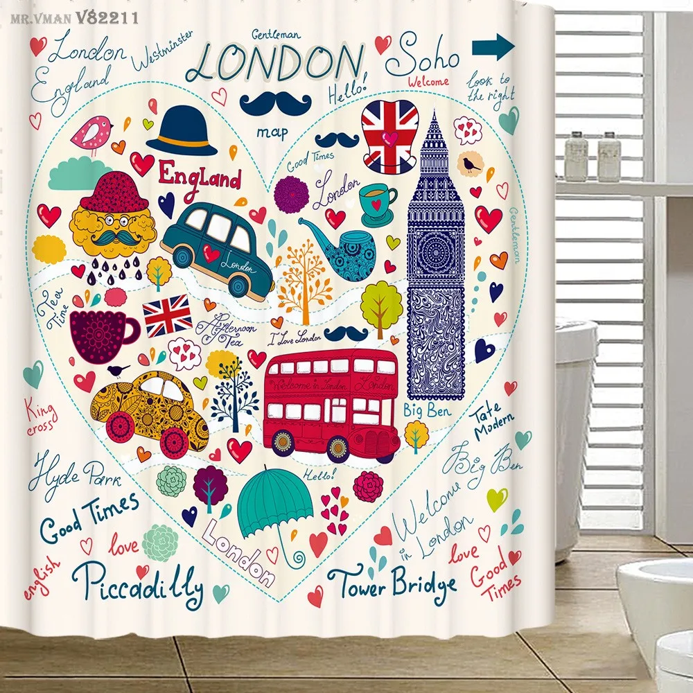 Digital Printing Personalized Custom Shower Curtain Mildew Thick
