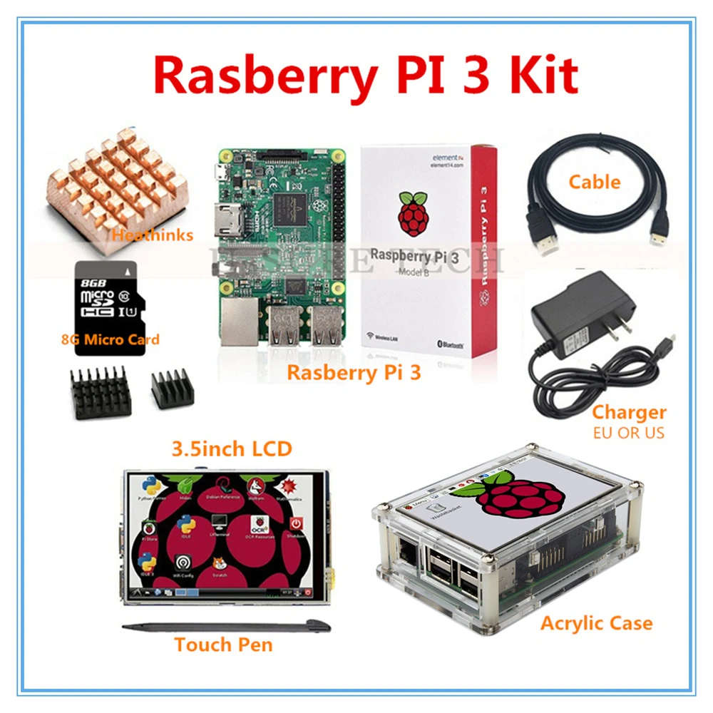 Raspberry Pi 3 Modelo B + 3.5 Polegada da Tela de Toque LCD + Raspberry ...