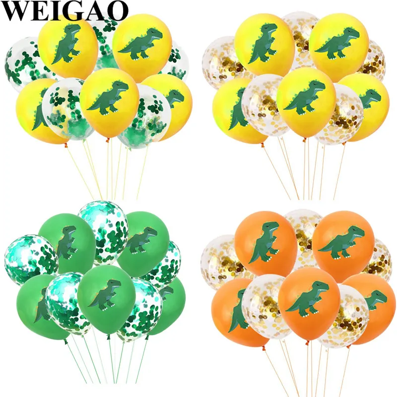 WEIGAO Dino Birthday Party Balloons Cartoon Dinosaur Latex Balloons Air ...