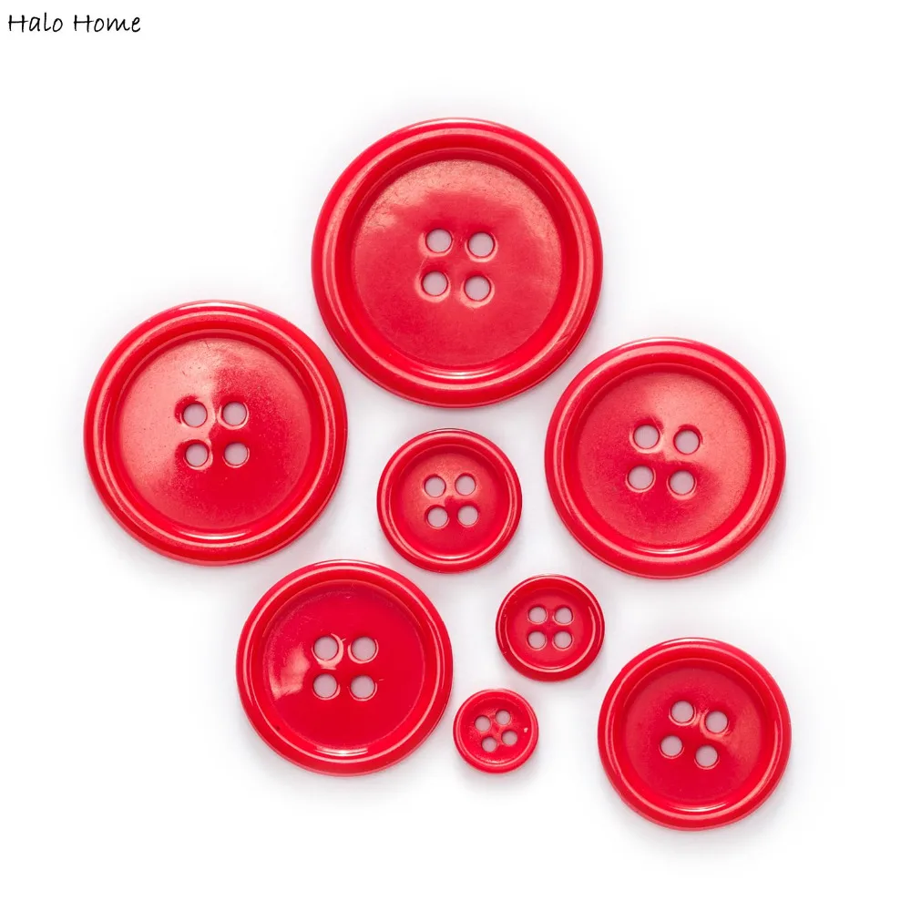 Botones de resina serie roja de 40 gramos, varios tamaños, 4 agujeros ...