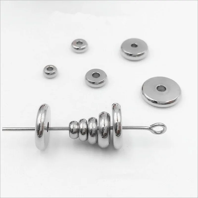 50 pcs Oval Spacer Beads 5mm Silver Colour Metal Mini Spacer Beads MB ...