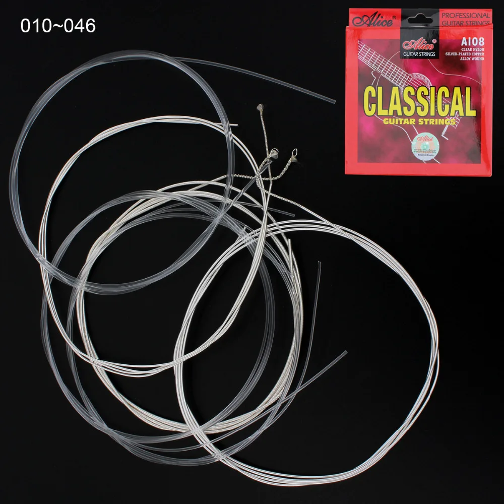 6pcs/set Classical Guitar Strings 028 043 inch Clear Nylon Silver ...