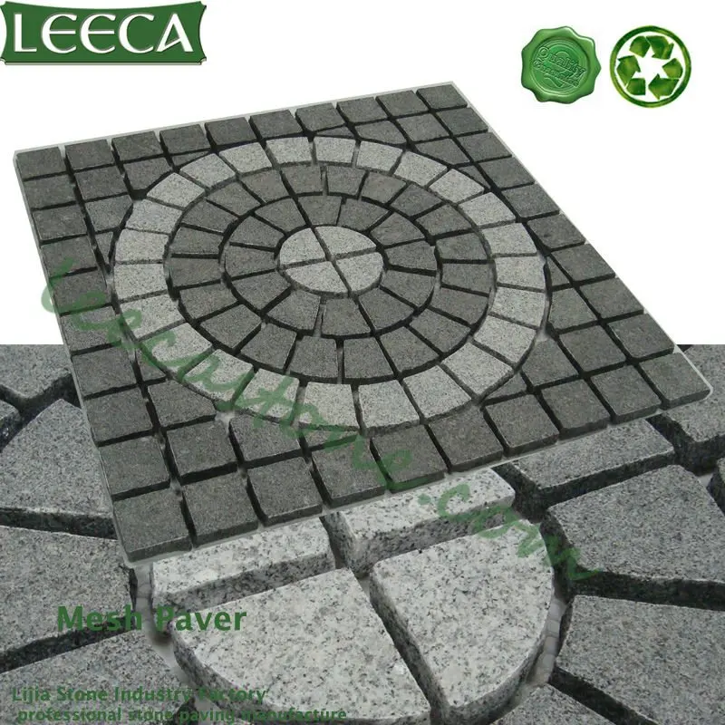 Fan cobbles,cobble mats,circle in square paver|stone stand|stone patio ...
