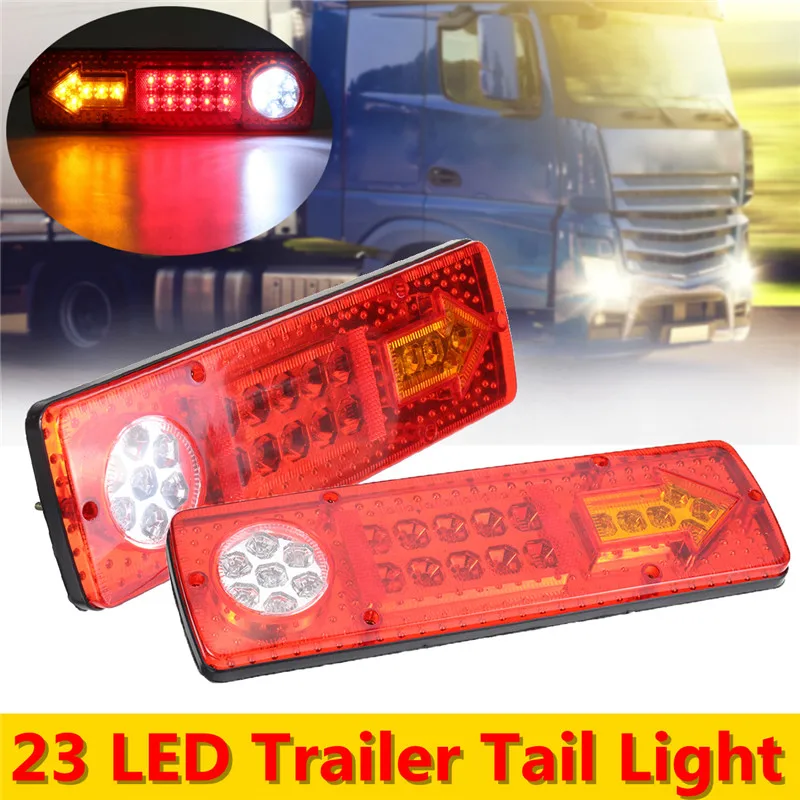 2x 12V 19 LED Trailer Truck Rear Tail Brake Stop Rear Reverse Auto Turn ...